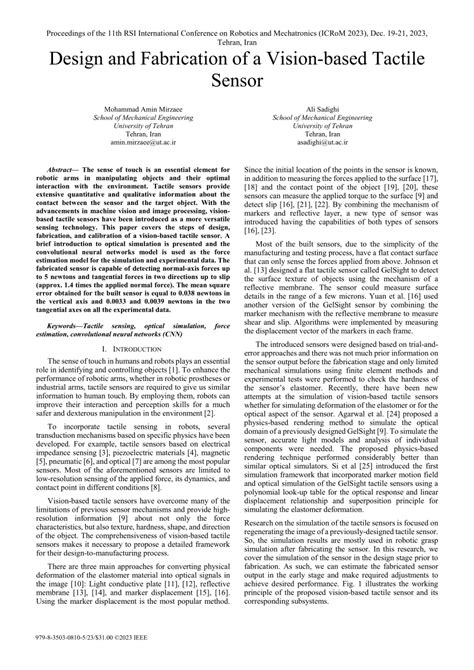pdf design and fabrication of a vision based tactile sensor