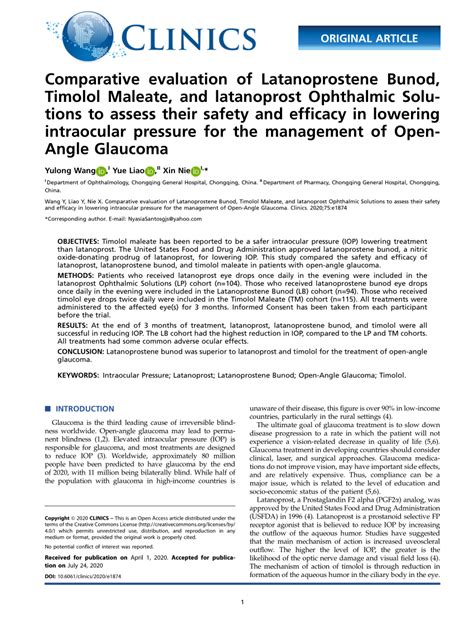 Pdf Comparative Evaluation Of Latanoprostene Bunod Timolol Maleate And Latanoprost