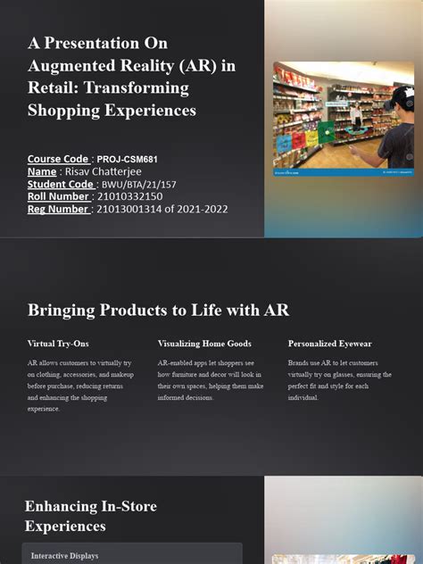 Augmented Reality Ar In Retail Transforming Shopping Experiences Pdf Augmented Reality Retail