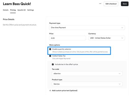 checkout quantity selector kajabi help center