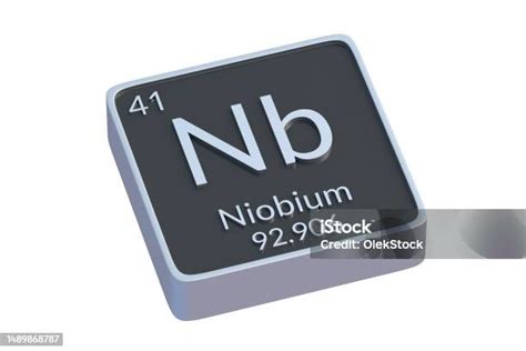 Niobium Nb Chemical Element Of Periodic Table Isolated On White Background Metallic Symbol Of