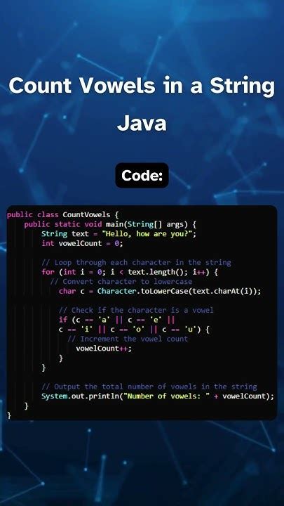 Count Vowels In Java Coder Vowels Coding Tutorial Programming Strings Developer Java