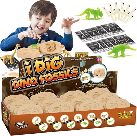Genround Dinosaur Toys 12PCS Discover Dinosaur Bricks Digging Fossils