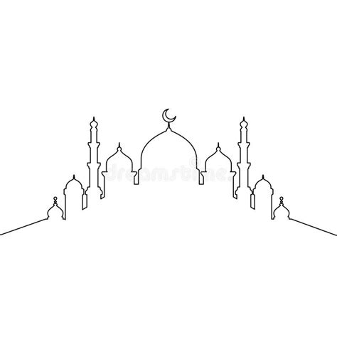 Mosque Line Art Vector Minimalist Design Islamic Ornament Background Stock Vector