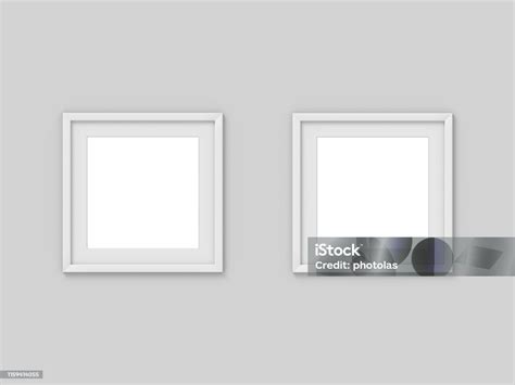 테두리가 있는 2스퀘어 화이트 심플한 액자 세트 사진 용 모형 3d 렌더링 0명에 대한 스톡 사진 및 기타 이미지 0명