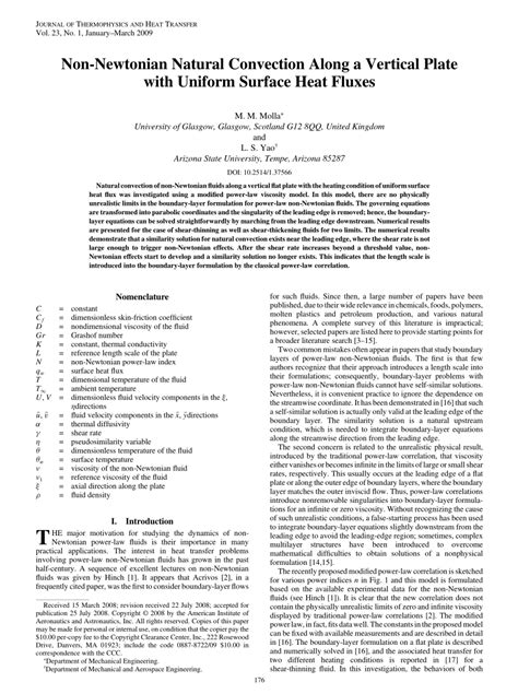 Pdf Non Newtonian Natural Convection Along A Vertical Plate With