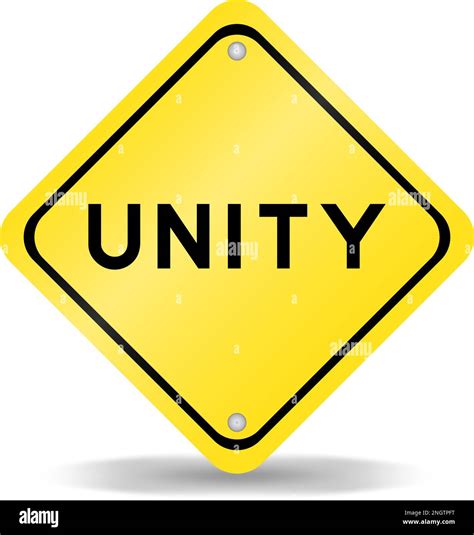 Yellow Color Transportation Sign With Word Unity On White Background