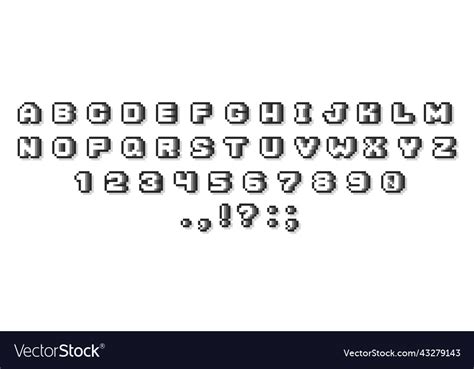 Pixel Alphabet Font Retro Video Game 8 Bit Vector Image