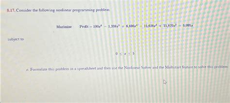 Solved 817 ﻿consider The Following Nonlinear Progranming