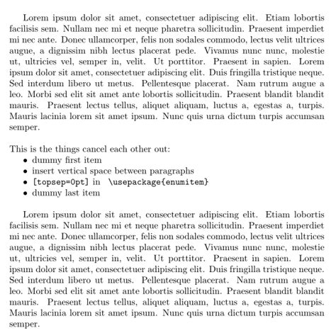 Spacing Vertical Space Between Paragraphs And `topsep` In Usepackage