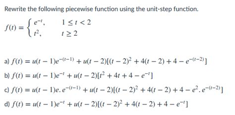 Solved Rewrite The Following Piecewise Function Using The