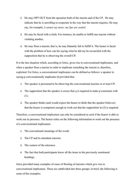 Grices Theory Of Conversational Implicature Doc