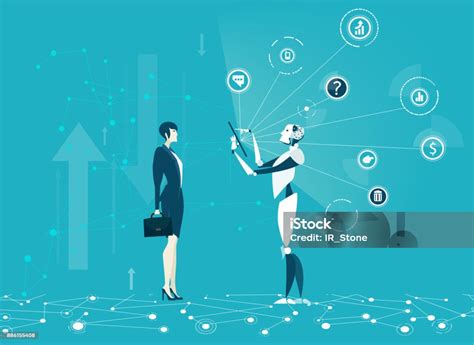 로봇은 인간을 식별입니다 미래의 비즈니스 현실 로봇 Vs 인간 개념에 대한 스톡 벡터 아트 및 기타 이미지 개념 경쟁