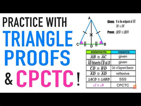 Triangle Congruence Proofs Practice With Cpctc Youtube Worksheets