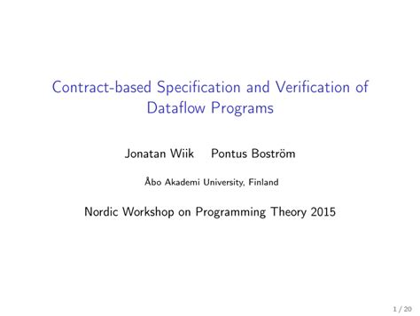 Ppt Contract Based Specification And Verification Of Dataflow