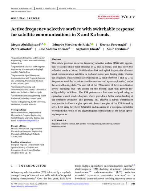 Pdf Active Frequency Selective Surface With Switchable Response For