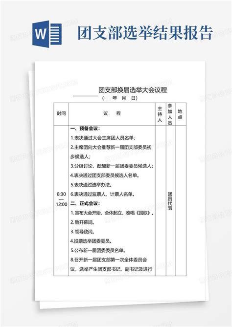 团支部换届选举资料Word模板下载 编号qrppzraa 熊猫办公