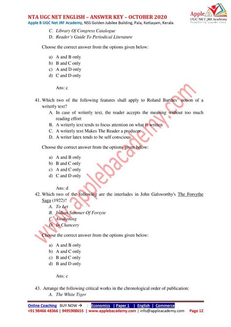 Nta Ugc Net September 2020 English Question Paper And Answer Key