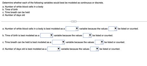 solved determine whether each of the following variables