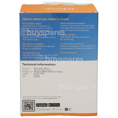 TCP Smart WiFi Single Plug 13amp Socket Twin Pack BuySpares