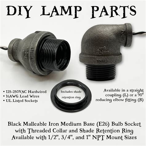Black Iron Medium Base E26 Bulb Socket With Threaded Collar Etsy