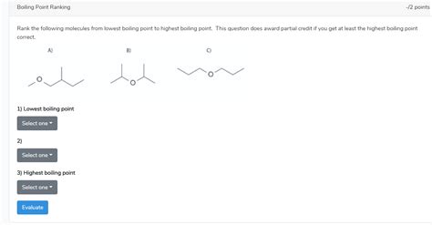 solved boiling point ranking 2 points rank the following