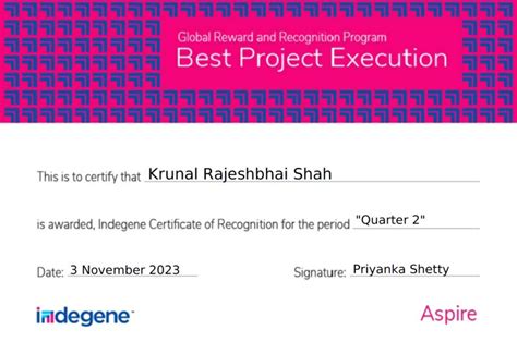 pleased to share that i was recently awarded for the best project execution at indegene