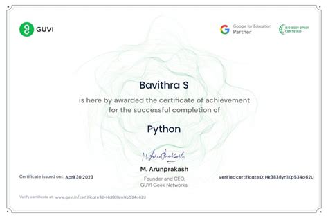 Bavithra Subramanian On Linkedin Python Certification Programmingskills