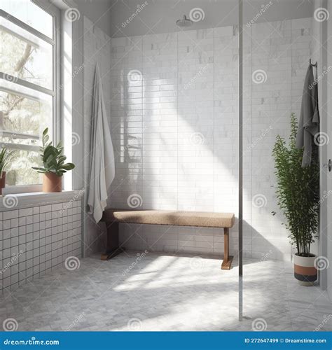 Marble Vanity Counter Shower Bench Stock Illustration Illustration