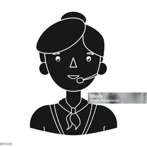 흰색 배경에 고립 된 검정색 스타일의 콜센터 운영자 아이콘 다른 직업 상징 주식 벡터 일러스트 레이 션의 사람들 고객에 대한 스톡 벡터 아트 및 기타 이미지 Istock