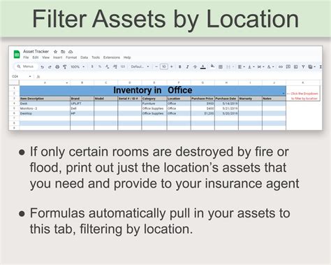 Asset Tracker Excel And Google Sheet Small Business Fixed Assets Listing Printable Asset List