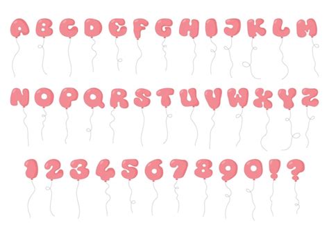 만화 스타일의 풍선 알파벳 컬러 풍선 문자와 숫자 풍선 글꼴 프리미엄 벡터