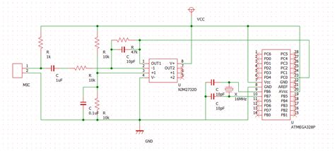 Nekolab Avrマイコンを使った簡単な音信号処理 回路図