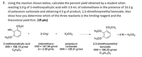 Solved Using The Reaction Shown Below Calculate The Percent Chegg Com