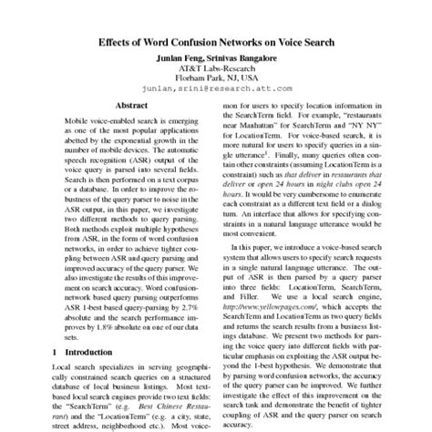 Effects Of Word Confusion Networks On Voice Search Acl Anthology