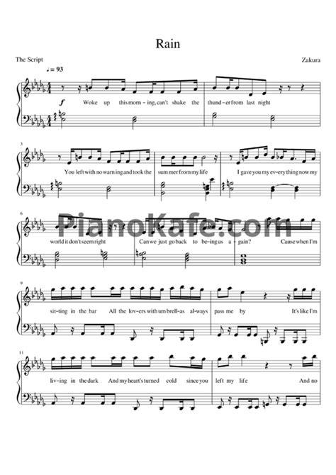 НОТЫ The Script Rain ноты для фортепиано — Pianokafe