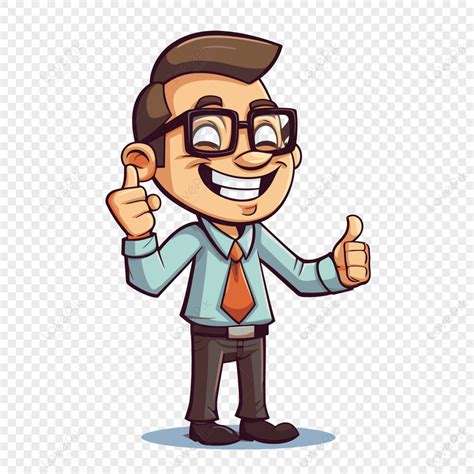자신감 클립 아트 만화 사업가 흰색 배경에 엄지 손가락을 포기하는 안경 벡터몸짓무지 Png 일러스트 무료 다운로드 Lovepik
