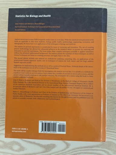 Survival Analysis Techniques For Censored And Truncated Data Statistics For Biology And Health