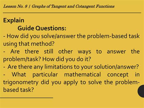 Lesson No Graphs Of Tangent And Cotangent Functions Pptx