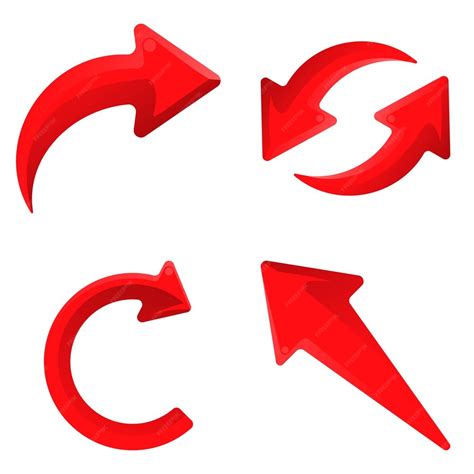 빨간색 화살표 기호 집합 프리미엄 벡터