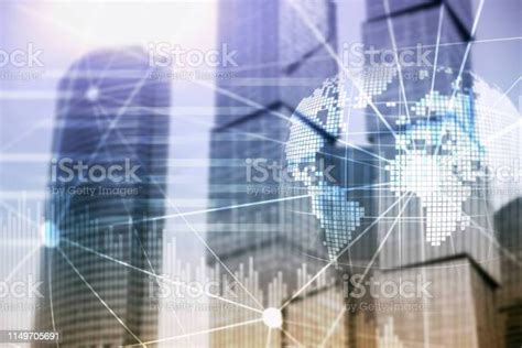 이중 노출 혼합 미디어 3d 지구 행성 홀로그램 및 통신 구조 월드 와이드 네트워크 및 세계화 개념 0명에 대한 스톡 사진 및 기타 이미지 Istock