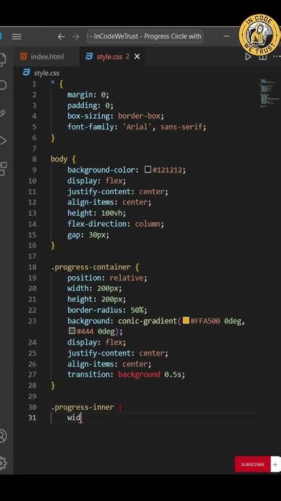 Progress Circle With Range Html Css Js Htmlcss Youtube
