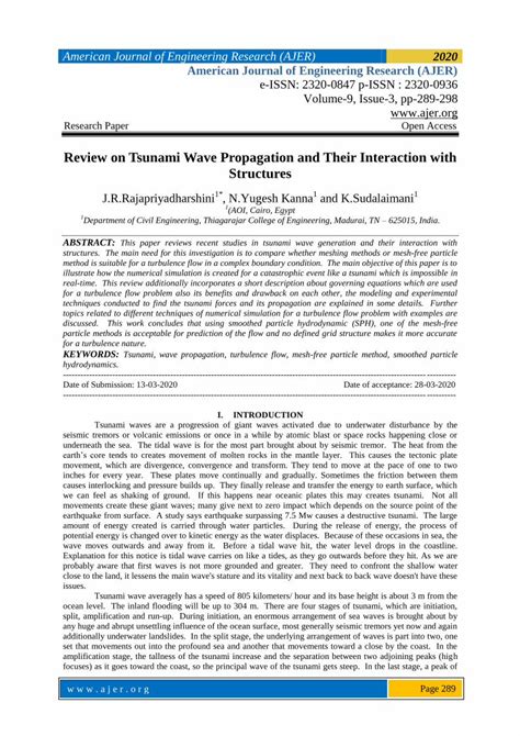 Pdf Review On Tsunami Wave Propagation And Their Interaction With … · This Work Concludes That