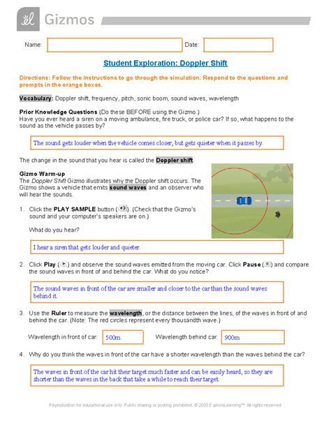 Doppler Shift SE Name Date Babe Exploration Doppler Shift Directions Follow The Studocu