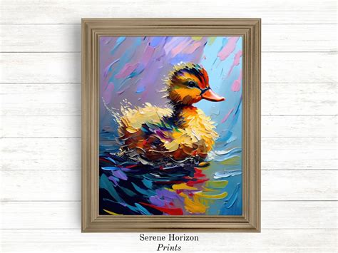 Duckling Oil Painting Digital Art Print Printable Wall Art Duck