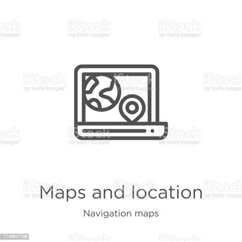 지도 및 탐색 지도 컬렉션에서 위치 아이콘 벡터입니다 얇은 선 지도 및 위치 개요 아이콘 벡터 일러스트 레이 션입니다 웹 사이트 디자인 및 모바일 앱 개발을 위한 개요 얇은