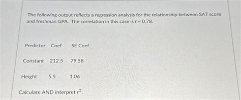 Solved The Following Output Reflects A Regression Analysis