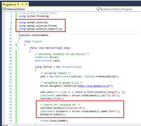 learn about selenium using c
