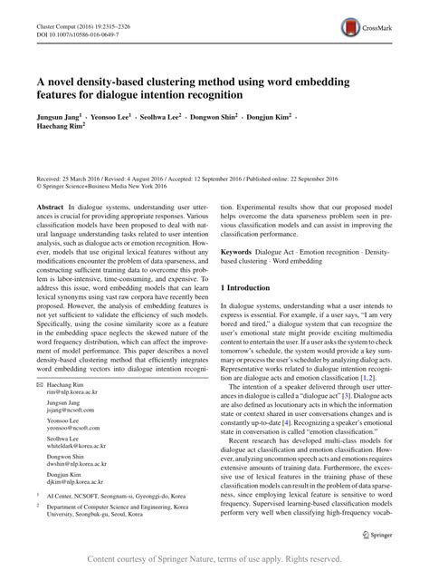 A Novel Density Based Clustering Method Using Word Embedding Features