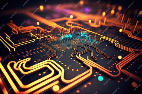 추상 마이크로칩 마더 보드 배경 인공 지능 사이버 보안 빅 데이터 개념 설계를 위한 컴퓨터 칩 네트워크 프리미엄 사진